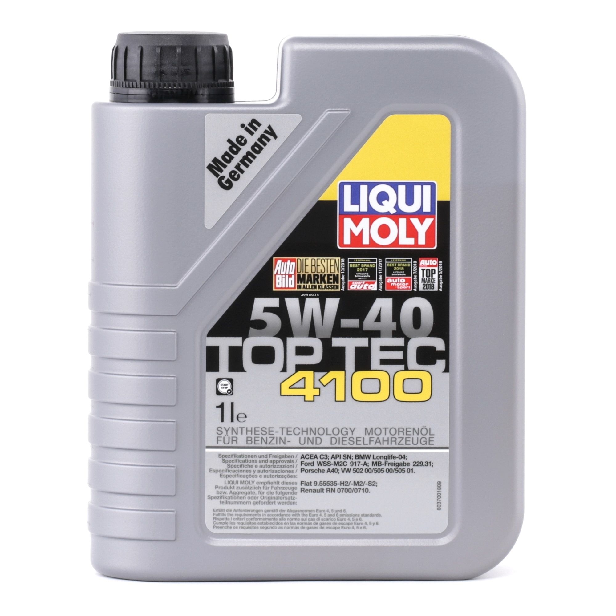 LIQUI MOLY Top Tec, 4100 3700 Motoröl 5W-40, Inhalt: 1l, Synthetiköl